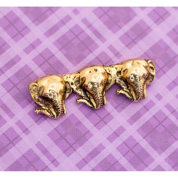 Jewelry | Vintage Royal Elephants Gold Tone Brooch V4 | Poshmark